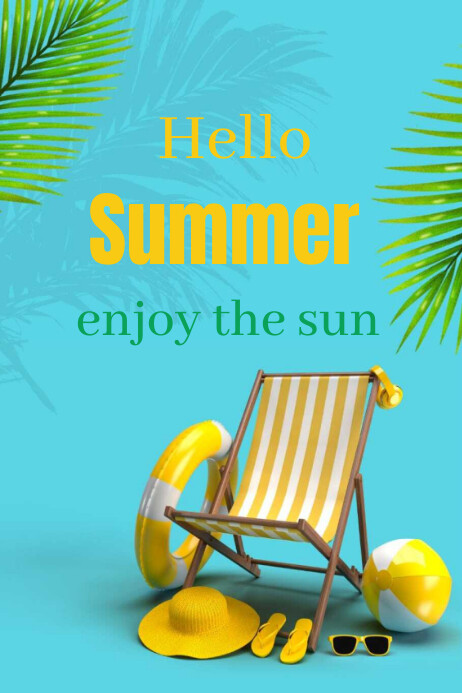 Blue Hello Summer Poster Template | PosterMyWall