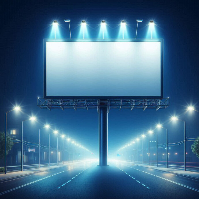 Plantilla de Blue highway billboard with street light illu | PosterMyWall