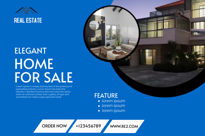 Plantilla de Blue home for sale poster | PosterMyWall