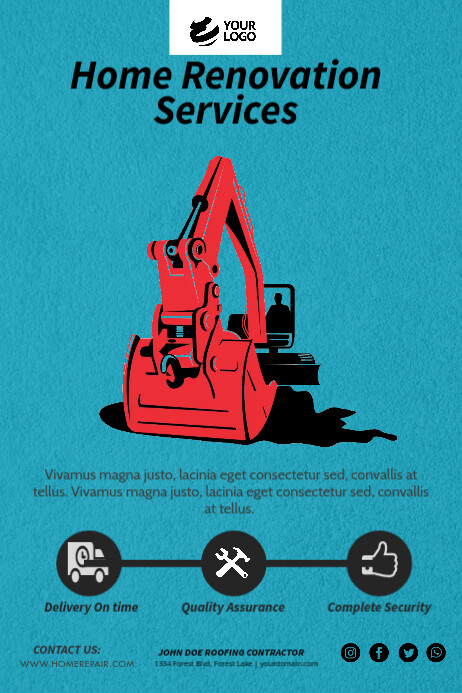 Blue Home Renovation Service Flyer Template | PosterMyWall