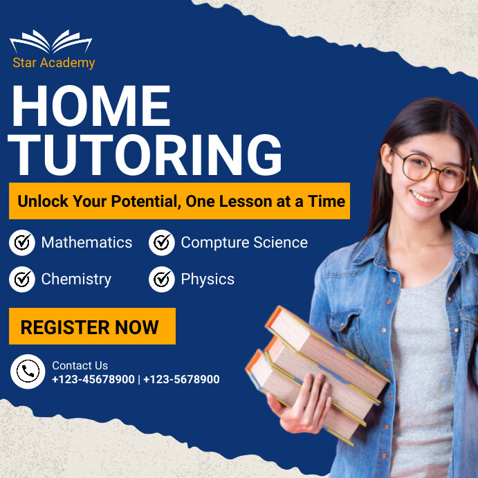 Blue Home Tutoring Instagram Post Template | PosterMyWall