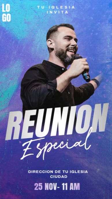 Blue Iglesia Invitacion Instagram Reel Template | PosterMyWall