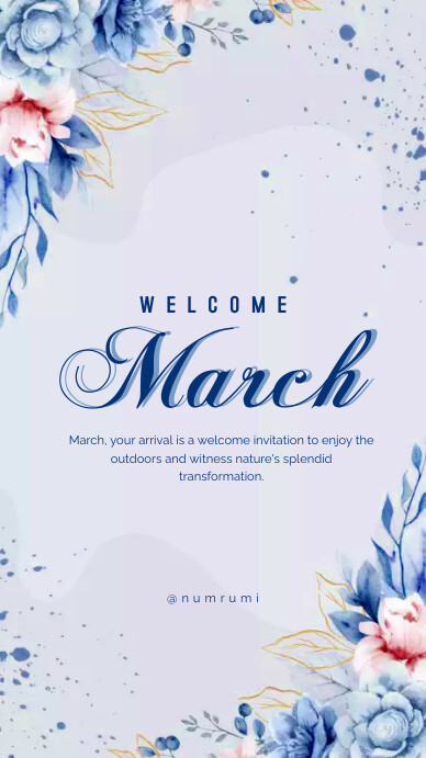 Blue Illustartive Welcome March Template | PosterMyWall