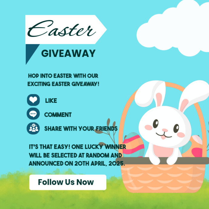 Blue Illustrated Easter Giveaway Instagram Post Template | PosterMyWall