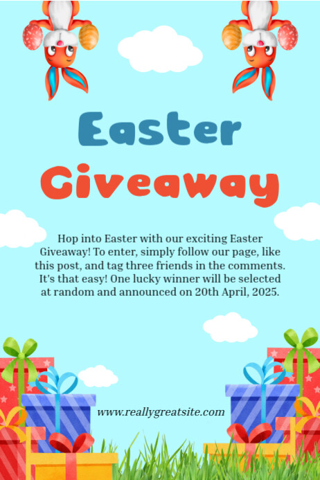 Blue Illustrated Easter Giveaway Poster Template | PosterMyWall