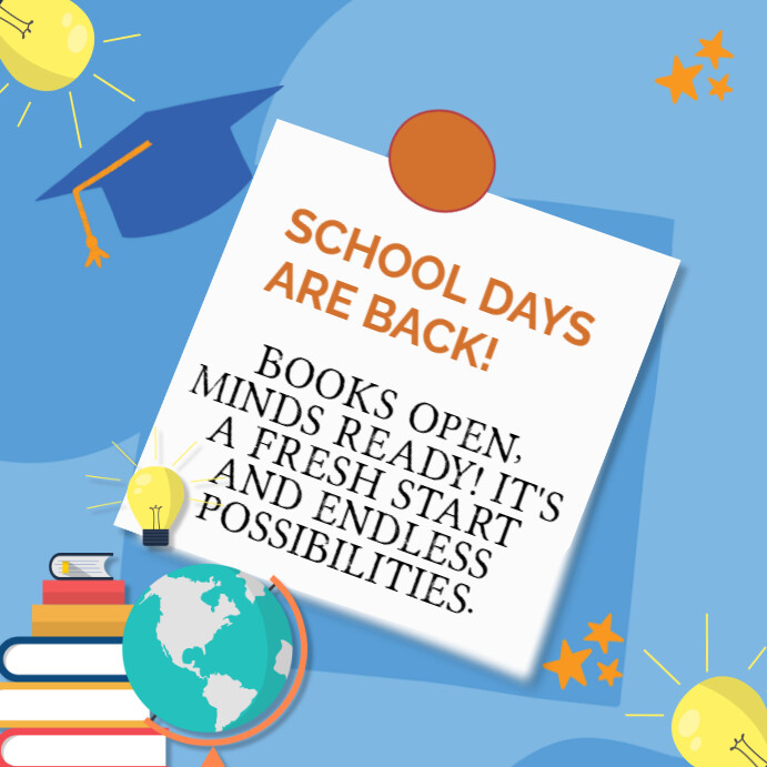 Blue Illustrative Back To School Instagram Post Template | PosterMyWall