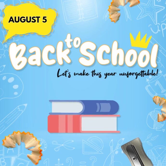 Blue Illustrative Back To School Instagram Post Template | PosterMyWall