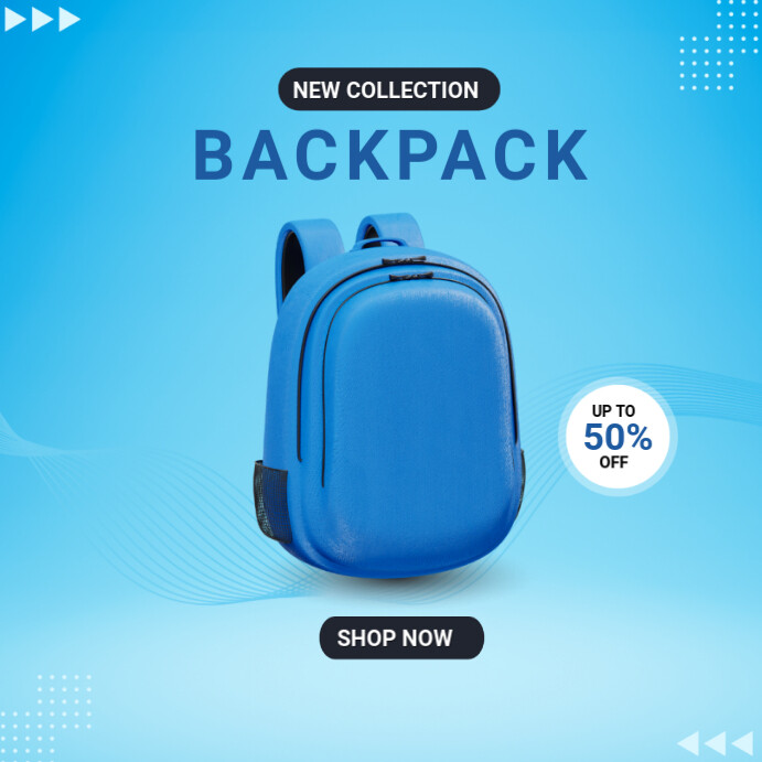 Blue Illustrative Backpack Instagram Post Template | PosterMyWall