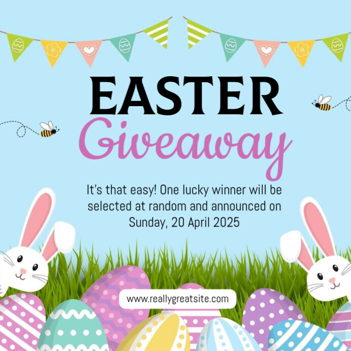 Blue Illustrative Blue And Green Modern Easter Giveaway Instagram Post ...