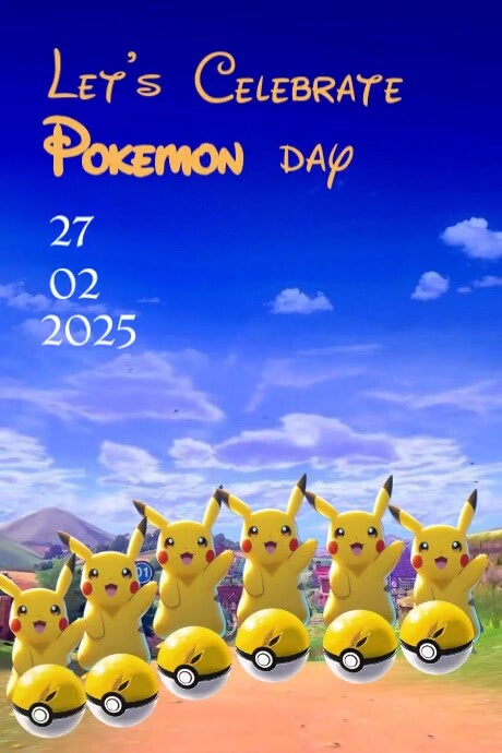 Plantilla de Blue Illustrative Blue Joyful Pokemon day Poster ...