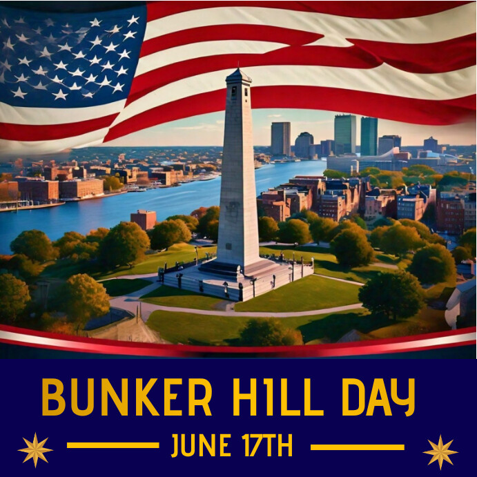 Blue Illustrative Bunker Hill Day Instagram Template | PosterMyWall