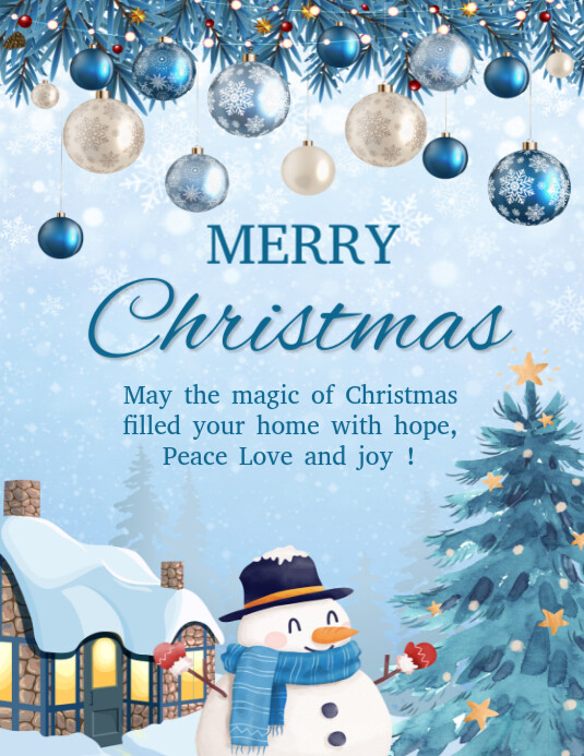 Blue Illustrative Christmas Flyer 2024 Template | PosterMyWall