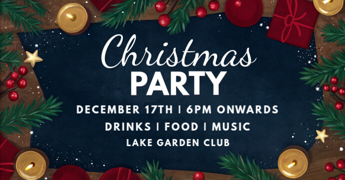 Blue Illustrative Christmas Party Facebook Event Cover Template ...