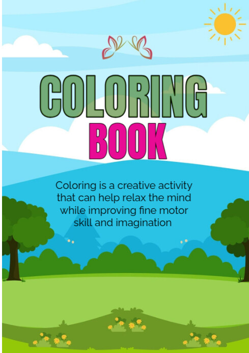Copy of Blue Illustrative Coloring Book A4 | PosterMyWall