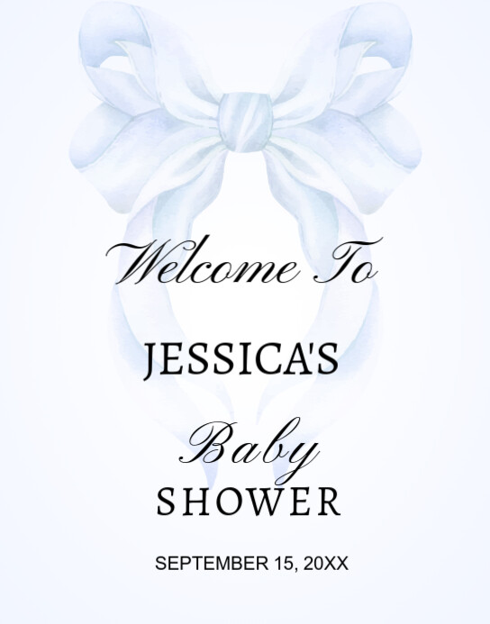 Blue Illustrative Coquette Baby Shower Welcome Sign Poster/wallboard ...