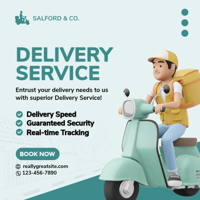 Blue Illustrative Delivery Service Instagram Post Template | PosterMyWall