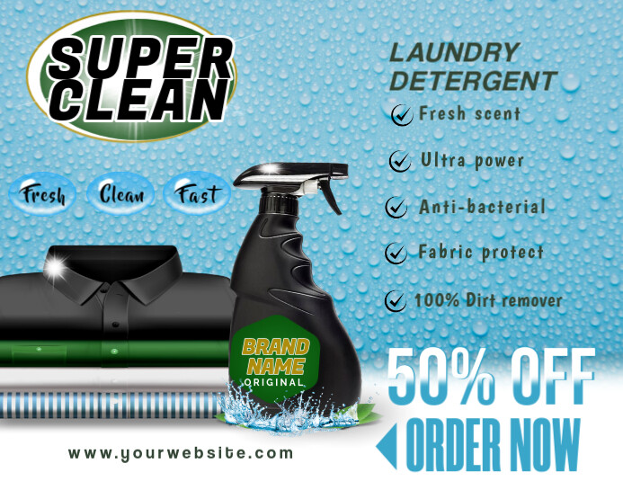 Blue Illustrative Detergent Flyer (us Letter Templat | PosterMyWall