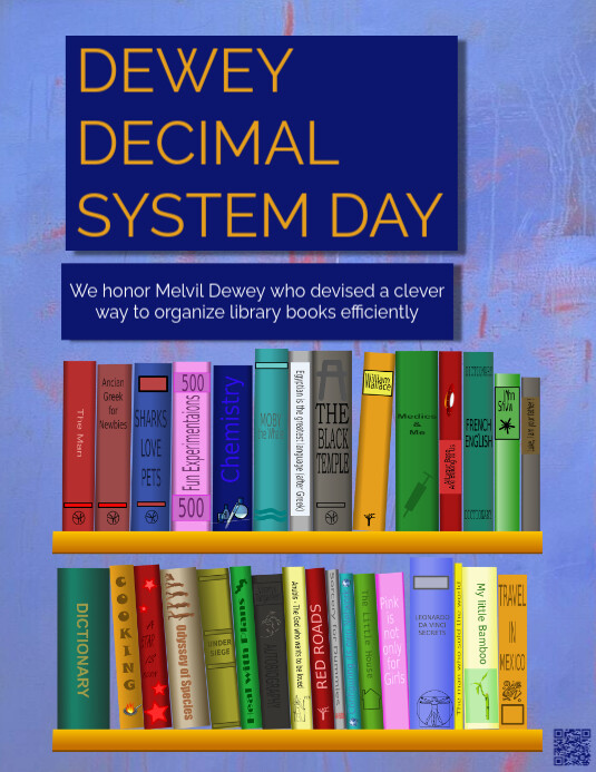 Blue Illustrative Dewey Decimal System Day Flyer (us Letter) Template ...