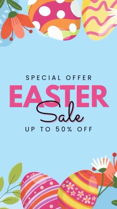 Blue Illustrative Easter Sale Instagram Reel Template | PosterMyWall