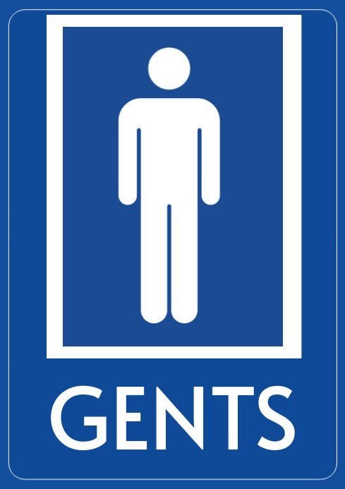 Blue Illustrative Gents Washroom Sign A2 Template | PosterMyWall