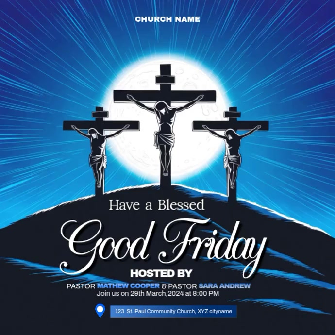 Blue Illustrative Good Friday Church Event Instagram Post Template ...
