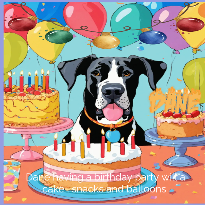 Blue Illustrative Happy Birthday Instagram Post Template | PosterMyWall