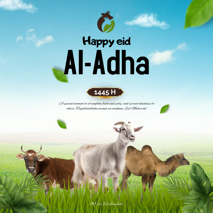 Blue Illustrative Happy Eid Al-adha Pos Insta Templat | PosterMyWall