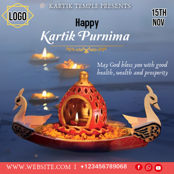 Copy of Blue Illustrative Happy Kartik Purnima Instagram Post ...