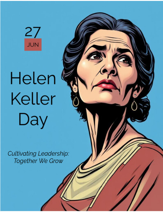 Plantilla de Blue Illustrative Helen Keller Day Flyer (us Letter ...