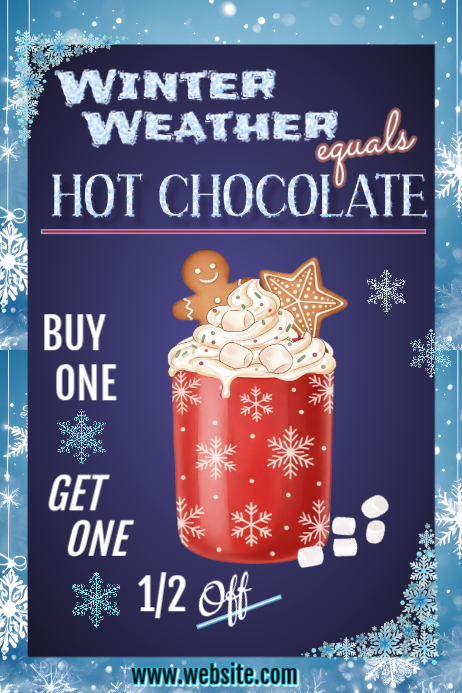 Blue Illustrative Hot Chocolate Ad Poster Template | PosterMyWall