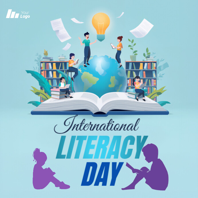 Blue Illustrative International Literacy Day Instagram Post Template ...