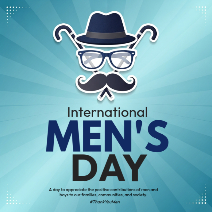Blue Illustrative International Men’s Day Instagram Post Template ...