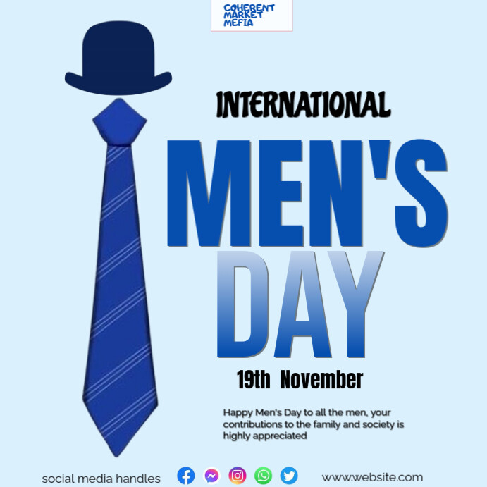 Blue Illustrative International Men's Day Instagram Post Template ...