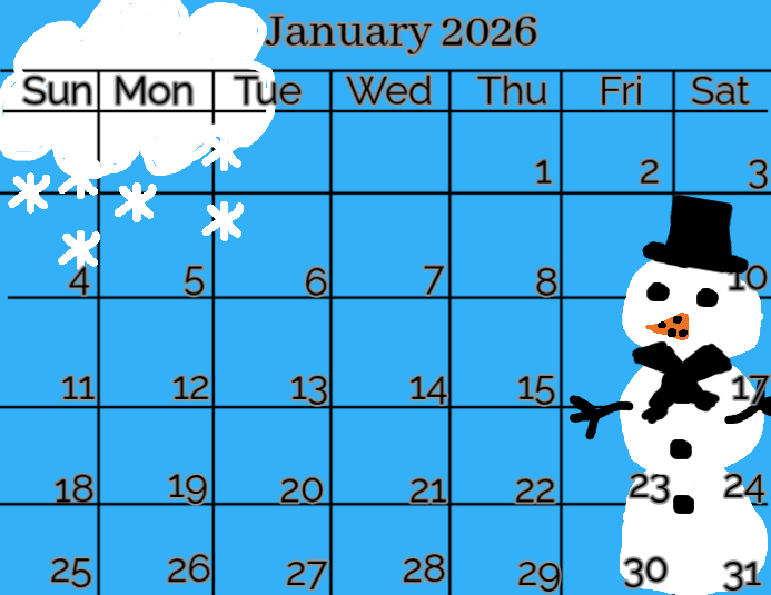 Blue Illustrative January Winter Calendar Flyer (us Letter) Template ...