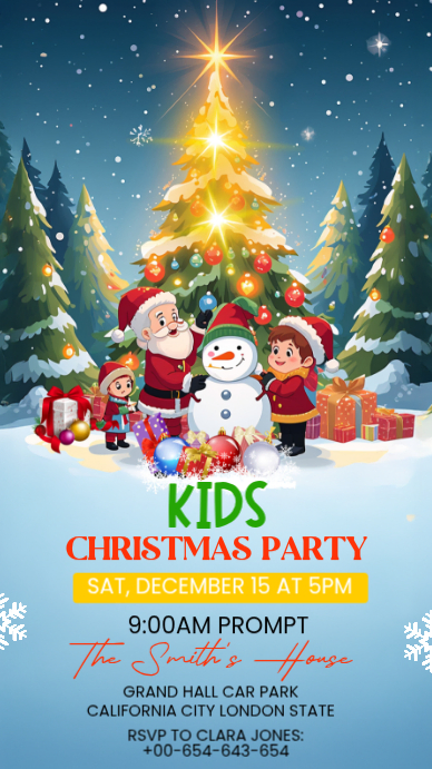 Plantilla de Blue Illustrative Kids Christmas Party Facebook Story ...