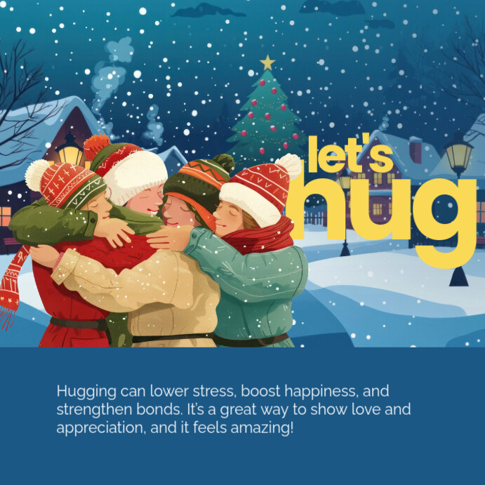 Blue Illustrative Let's Hug Day Instagram Post Template | PosterMyWall