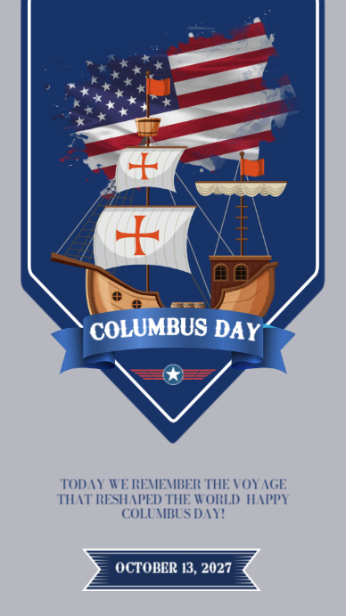 Blue Illustrative Maximalist Columbus Day Event Celebration Instagram ...