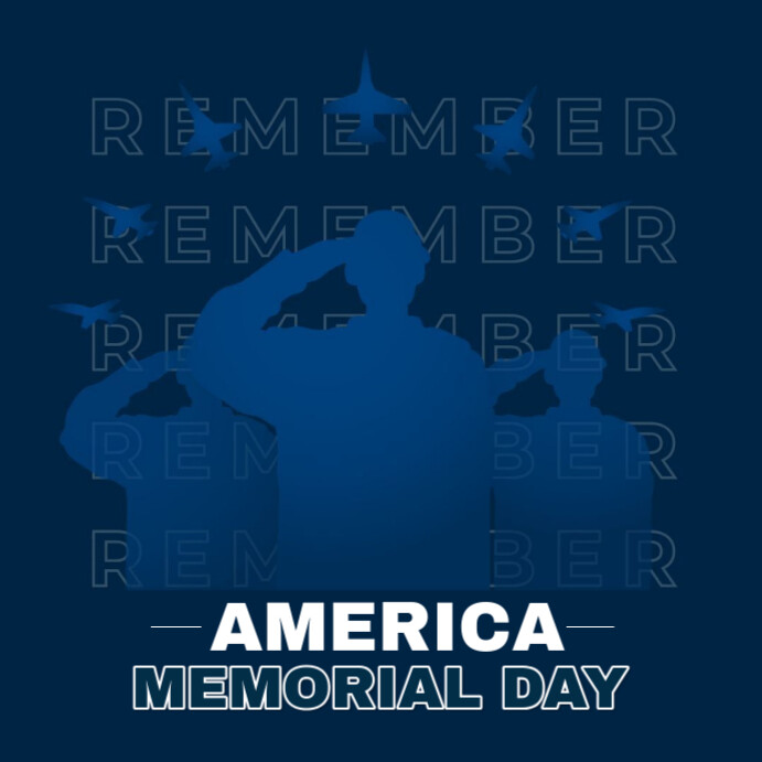 Blue Illustrative Memorial Day Instagram Post 2025 Template | PosterMyWall