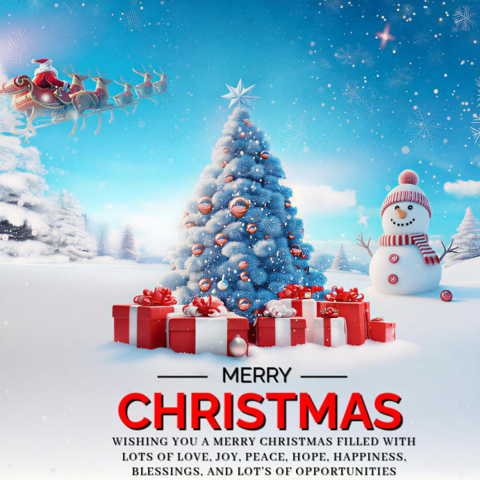 Blue Illustrative Merry Christmas Instagram Post Template | PosterMyWall