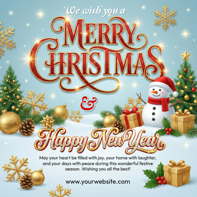 Blue Illustrative Merry Christmas Instagram Post Template | PosterMyWall