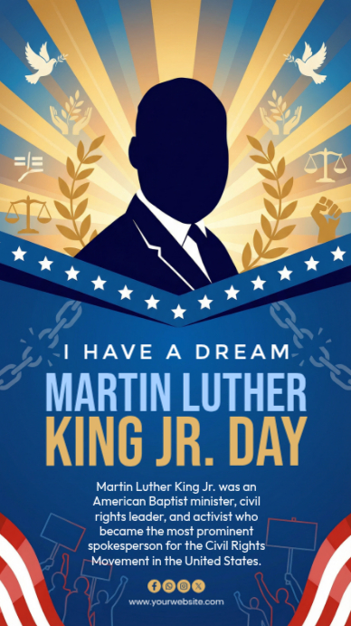 Blue Illustrative Mlk Day Instagram Story Template | PosterMyWall