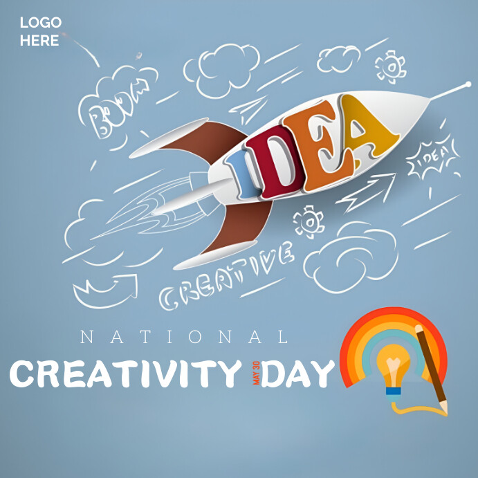 Blue Illustrative National Creativity Day Sq Template | PosterMyWall