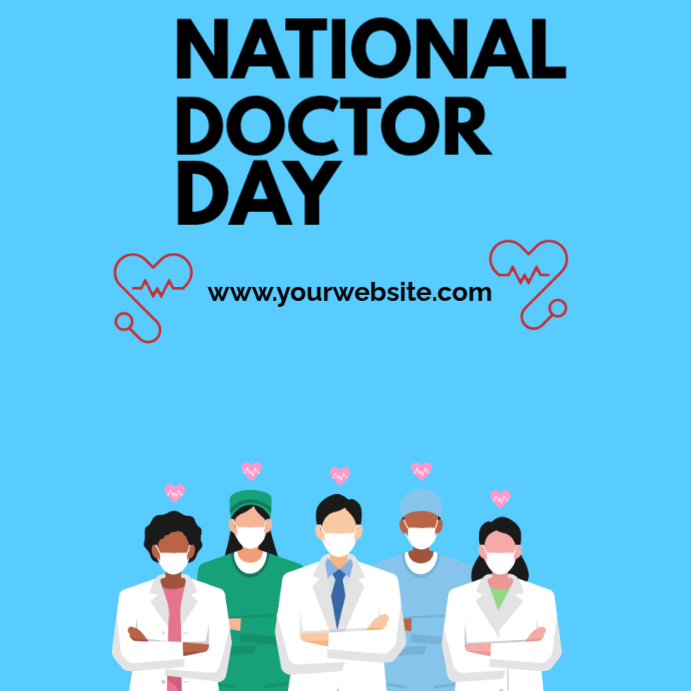 Copy of Blue Illustrative National Doctor Day Instagram Post | PosterMyWall