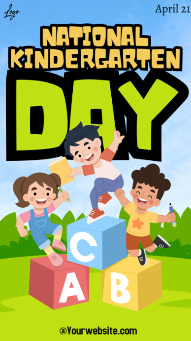 Copy of Blue Illustrative National Kindergarten Day Online Design Flyer ...