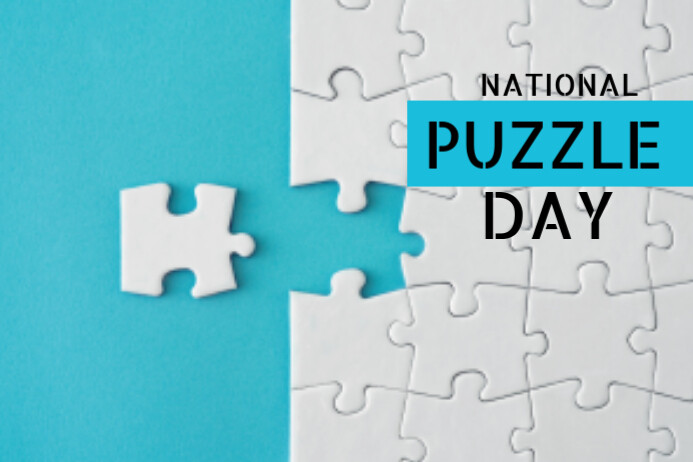 Blue Illustrative National Puzzle Day Poster Template | PosterMyWall