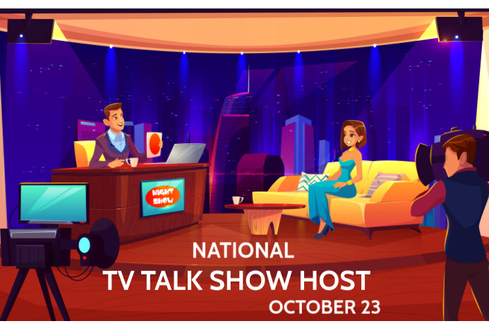 Blue Illustrative National Tv Talk Show Host Poster Template | PosterMyWall