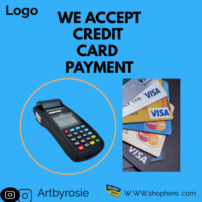 Blue Illustrative Pay With Credit Card Insta Template | PosterMyWall