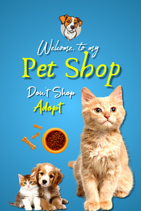 Blue Illustrative Pet Shop Poster Template | PosterMyWall
