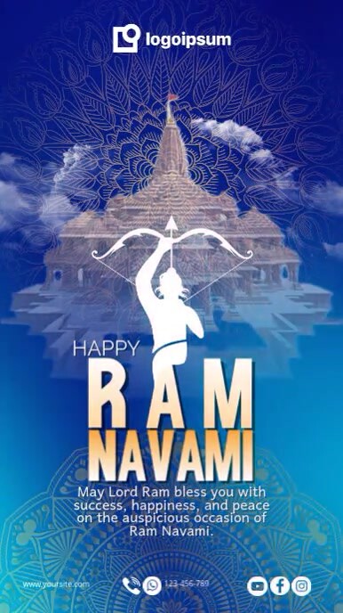Blue Illustrative Ram Navami Instagram Reel Template | PosterMyWall