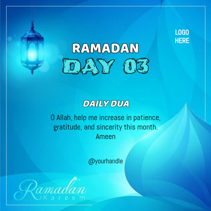 Blue Illustrative Ramadan Daily Dua Instagram Post Template | PosterMyWall